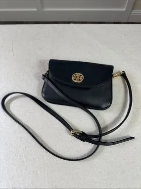Tory Burch | Bags | Tory Burch Black Leather Crossbody Bag With Gold ...